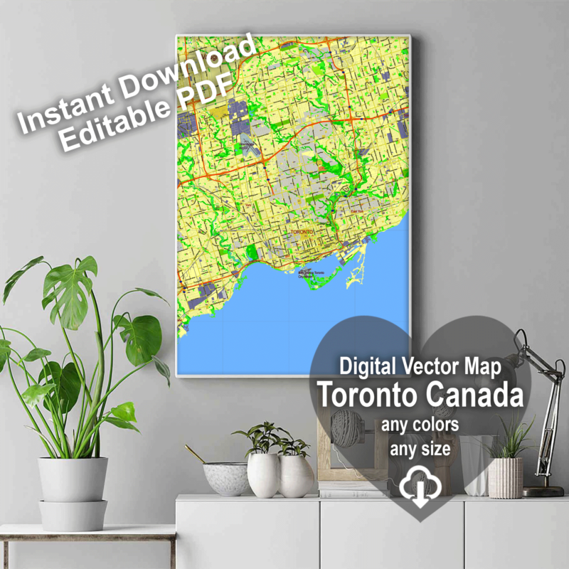 Toronto Canada editable layered PDF Vector Map – Maps in Vector ...