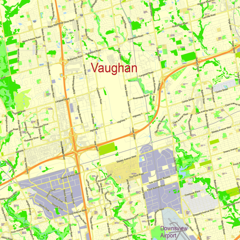 Toronto Canada editable layered PDF Vector Map – Maps in Vector ...