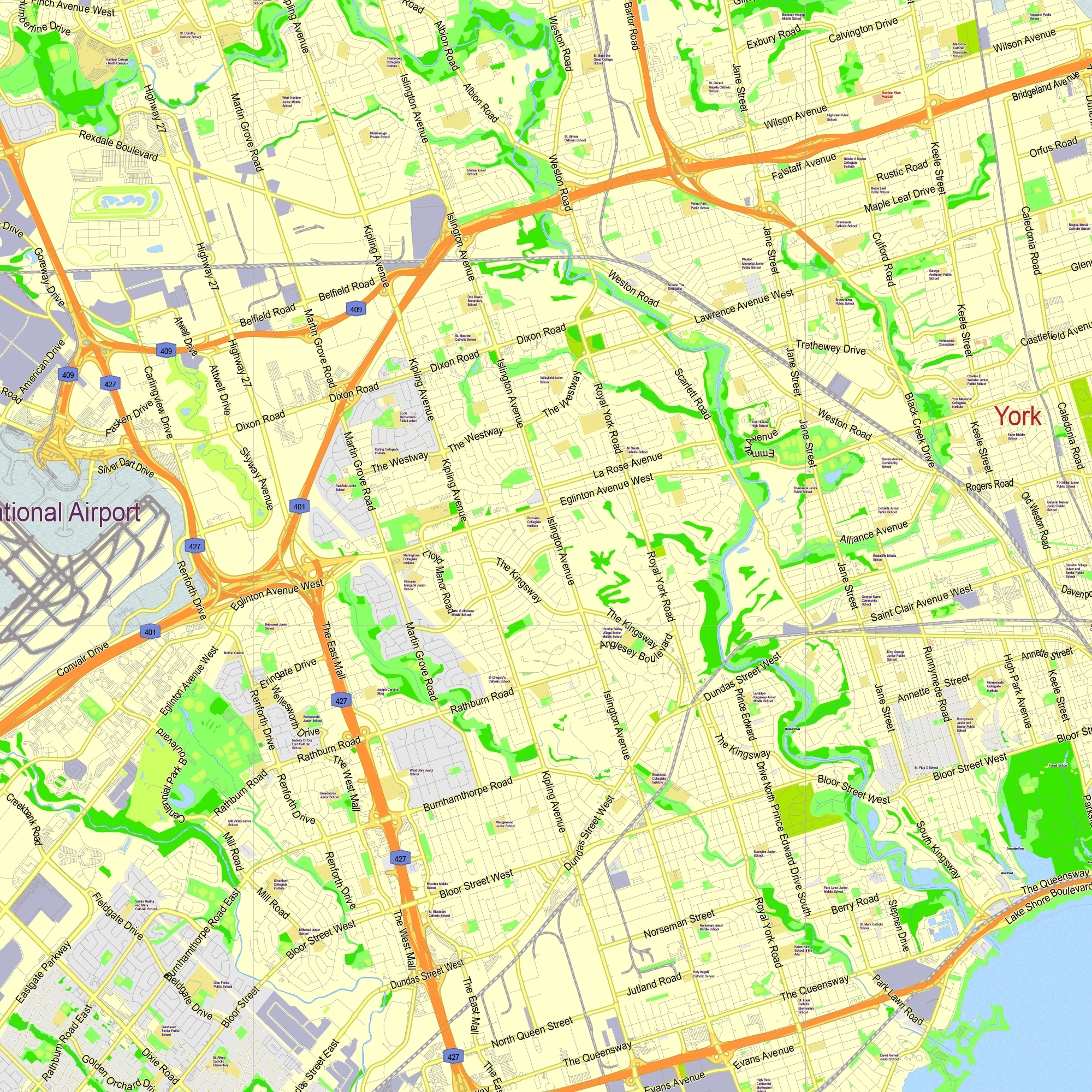 Toronto Canada editable layered PDF Vector Map – Maps in Vector ...