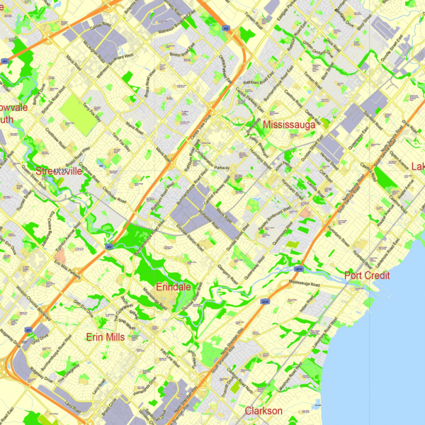 Toronto Canada editable layered PDF Vector Map – Maps in Vector ...