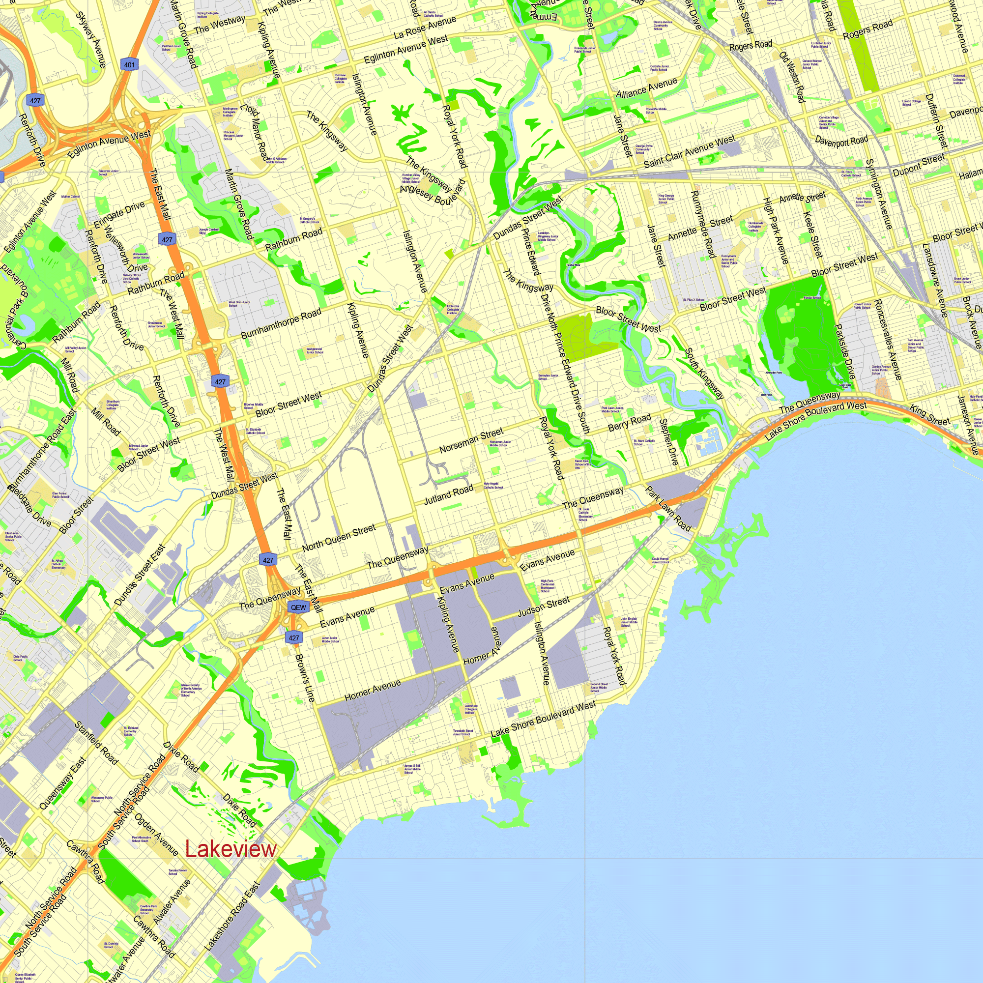 Toronto Canada editable layered PDF Vector Map – Maps in Vector ...