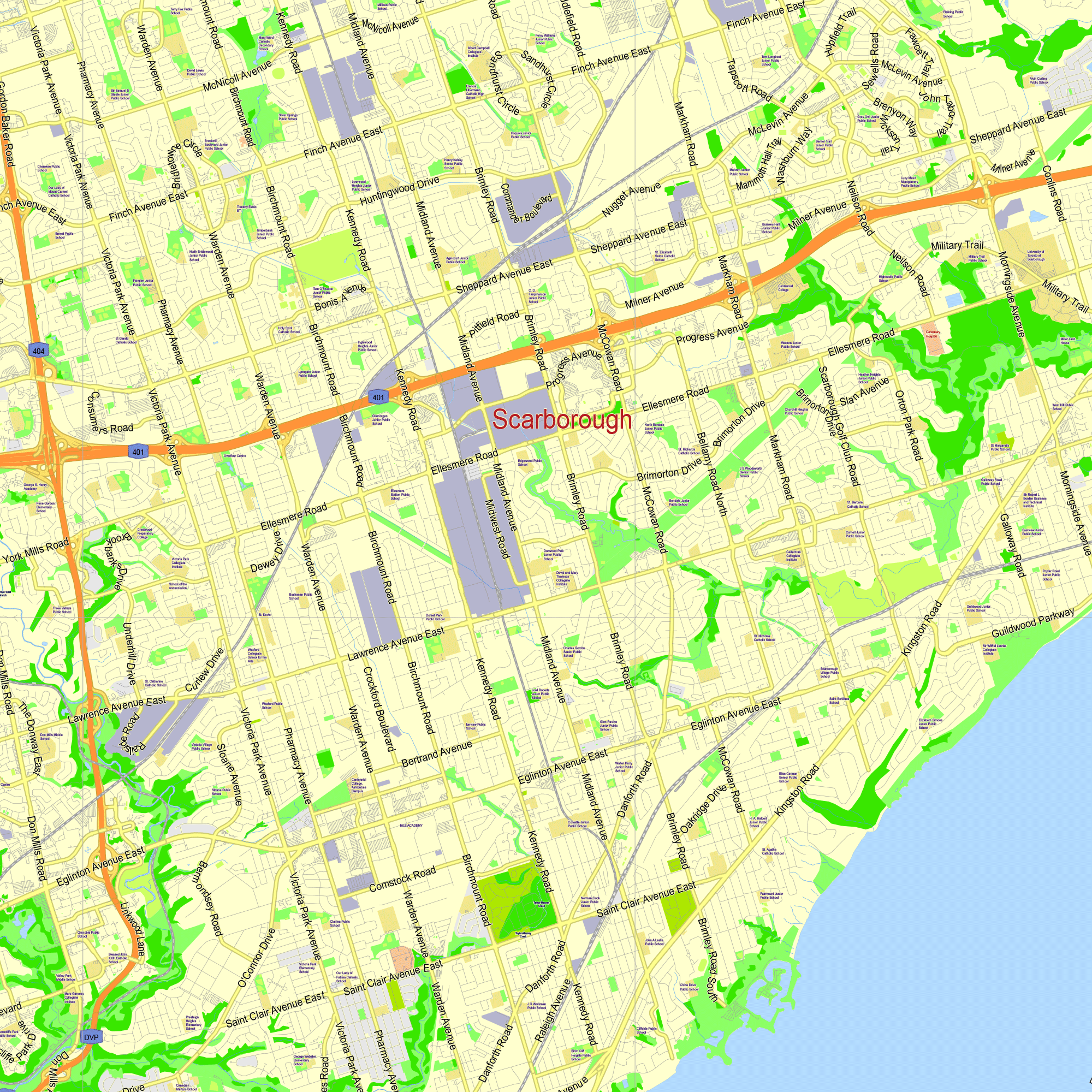 Toronto Canada editable layered PDF Vector Map – Maps in Vector ...