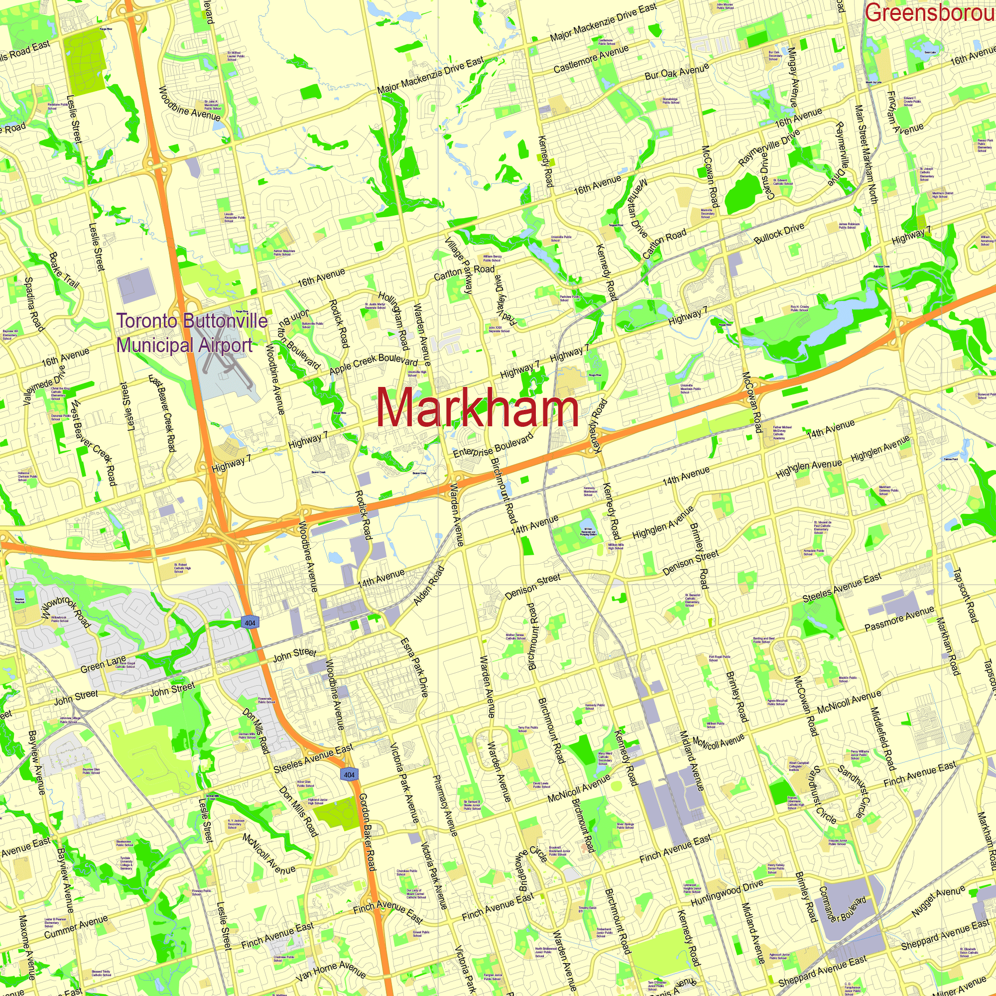 Toronto Canada editable layered PDF Vector Map – Maps in Vector ...