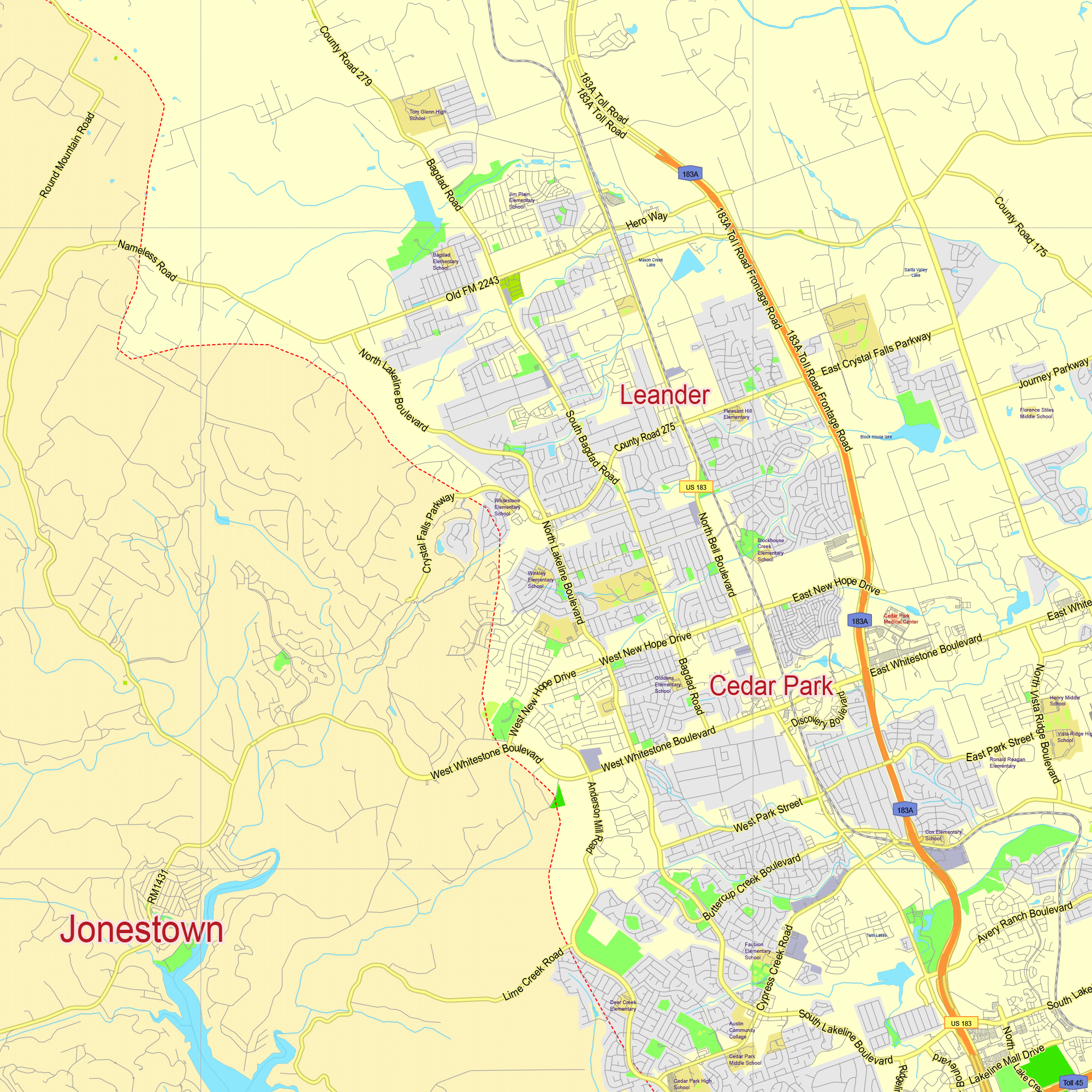 Austin Texas US editable layered PDF Vector Map – Maps in Vector ...