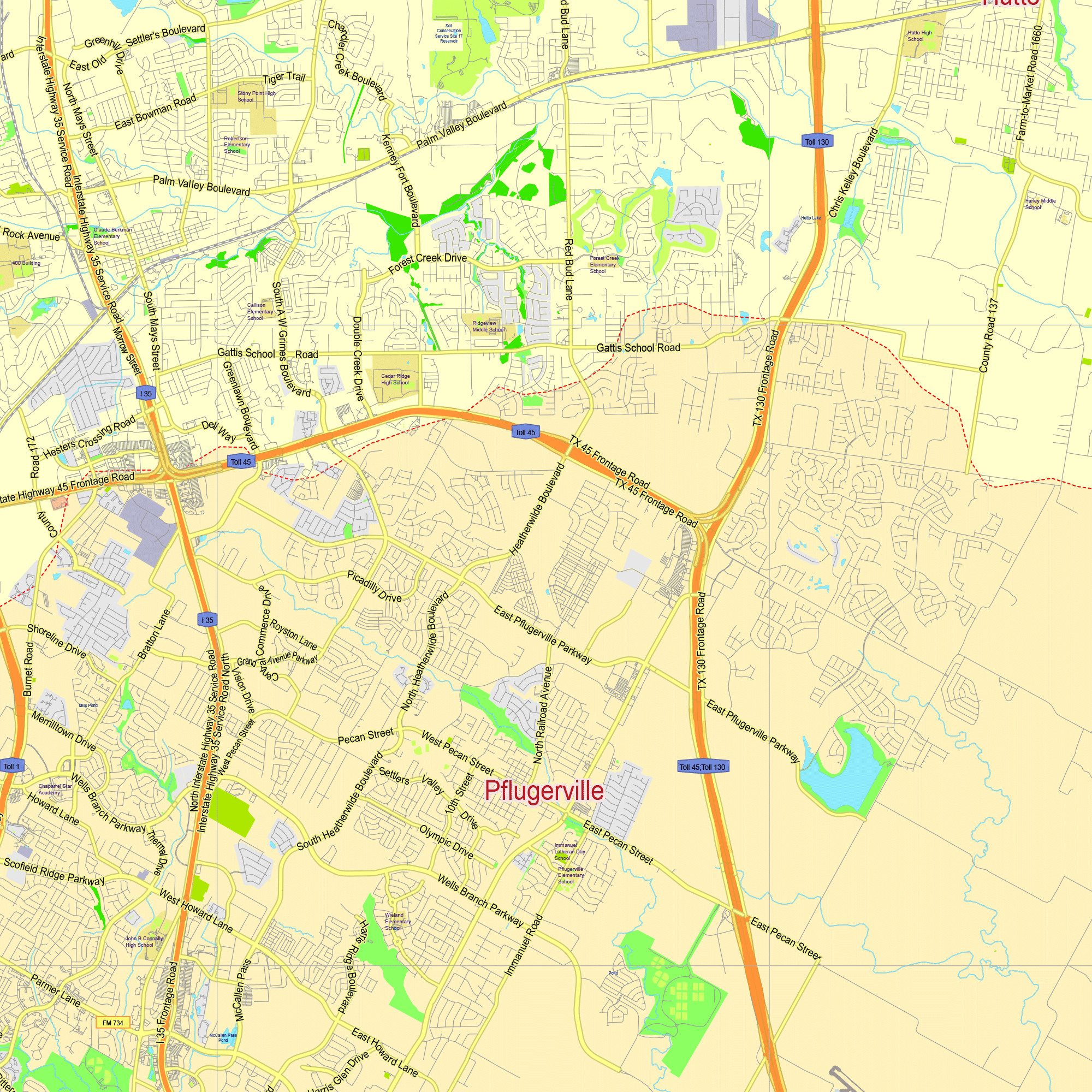 Austin Texas US editable layered PDF Vector Map