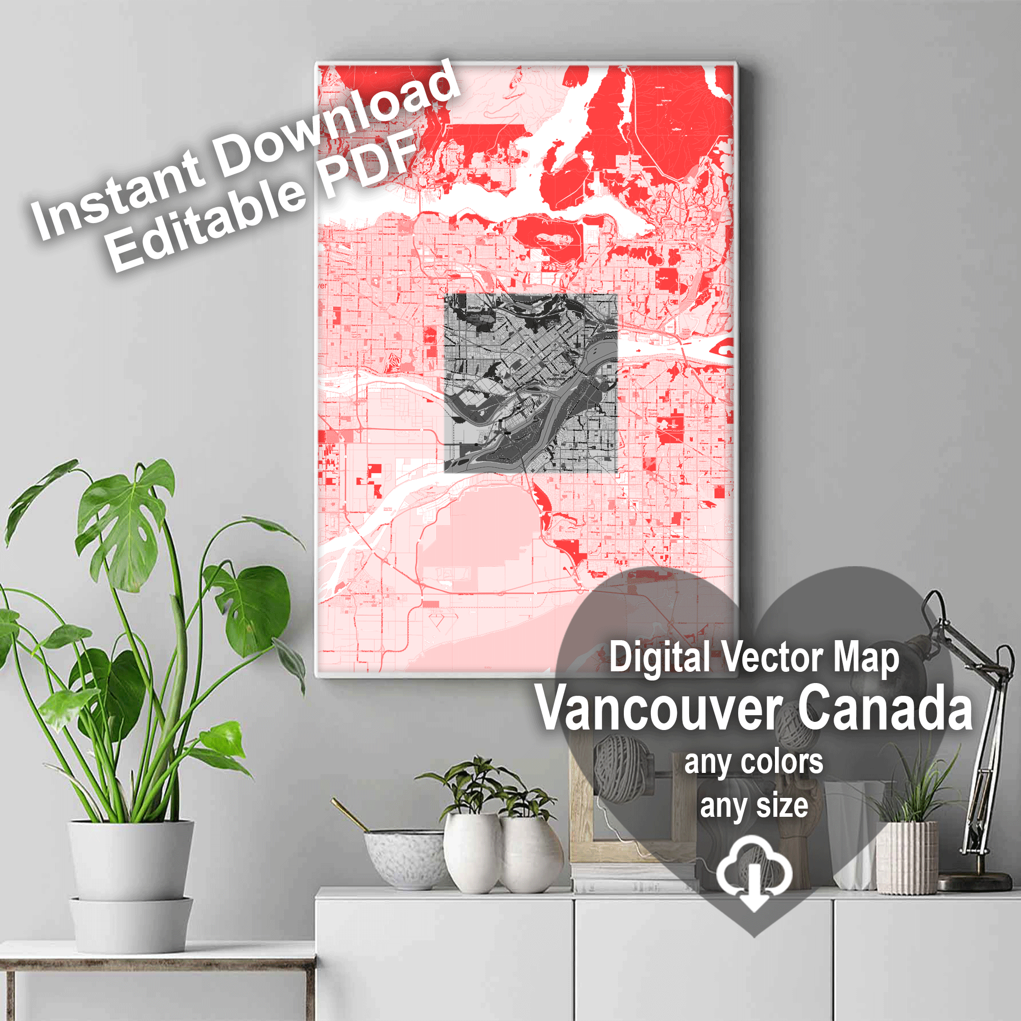 Vancouver Canada editable layered PDF Vector Map – Maps in Vector ...
