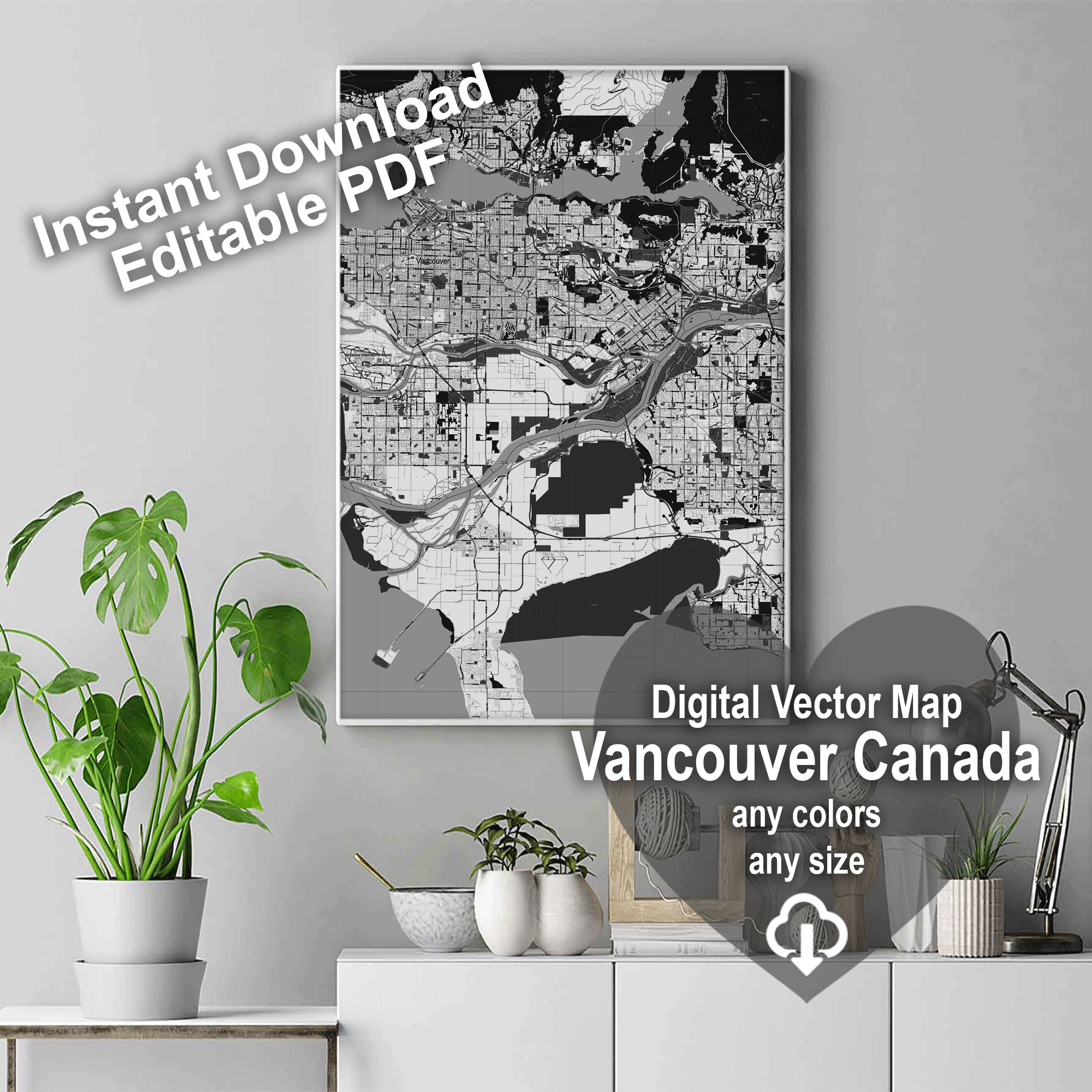 Vancouver Canada editable layered PDF Vector Map – Maps in Vector ...