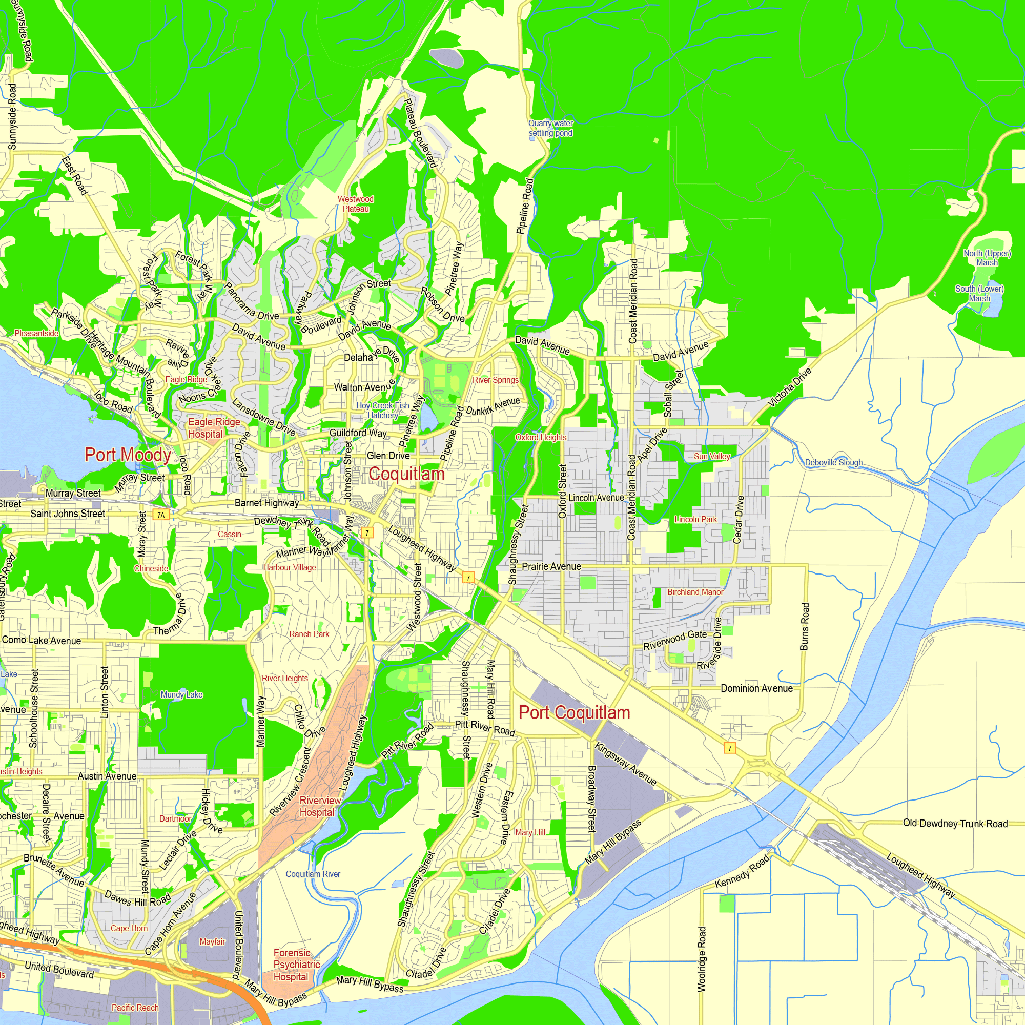Vancouver Canada editable layered PDF Vector Map – Maps in Vector ...