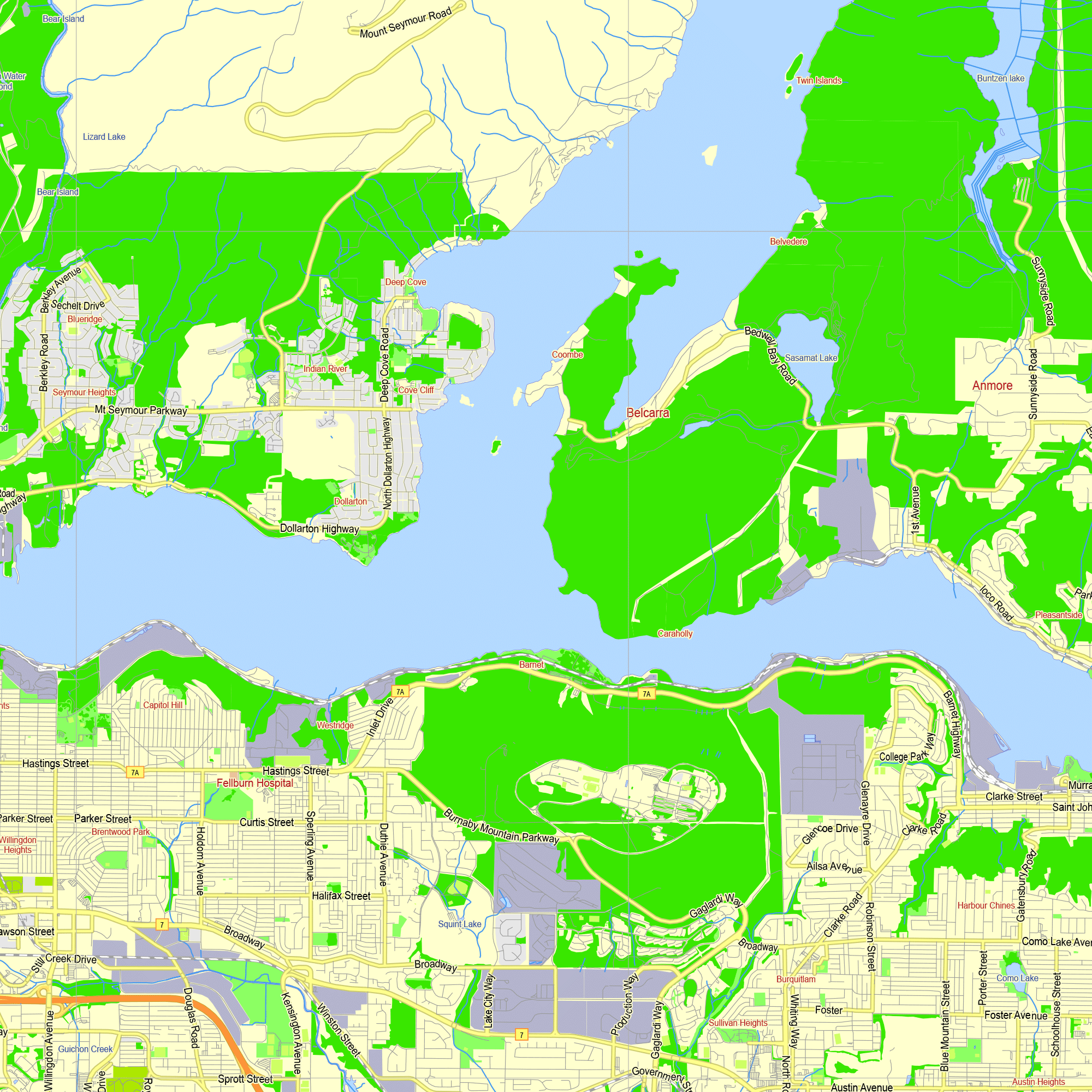 Vancouver Canada editable layered PDF Vector Map – Maps in Vector ...