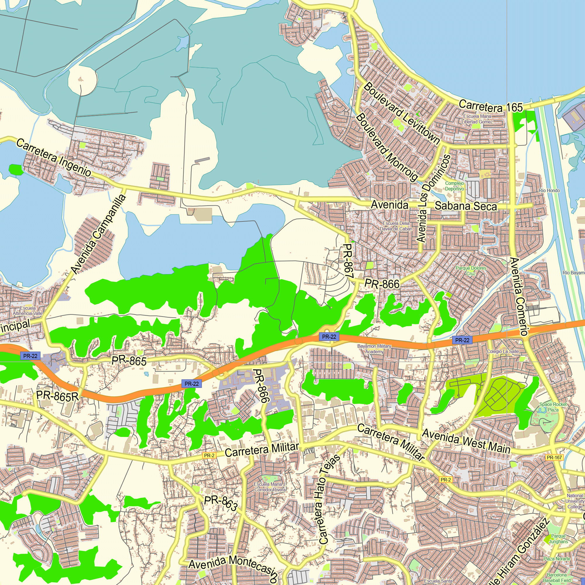 San Juan Puerto Rico US editable layered PDF Vector Map – Maps in ...