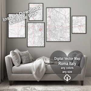 Roma Italy Map Vector City Plan Low Detailed (simple white) Street Map editable Adobe ...