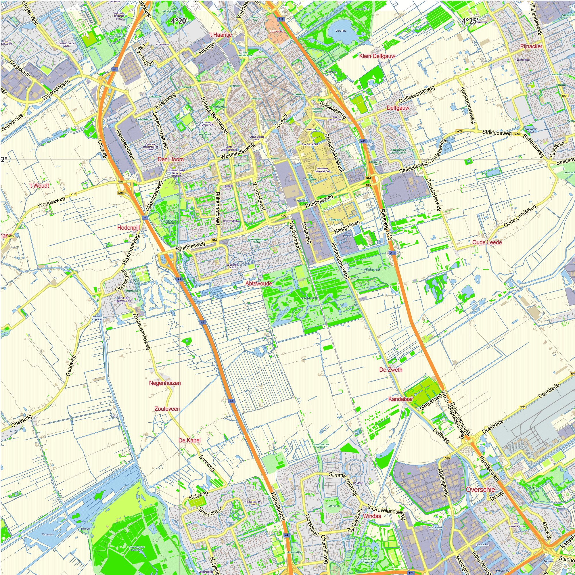 Rotterdam Netherlands editable layered PDF Vector Map – Maps in Vector ...