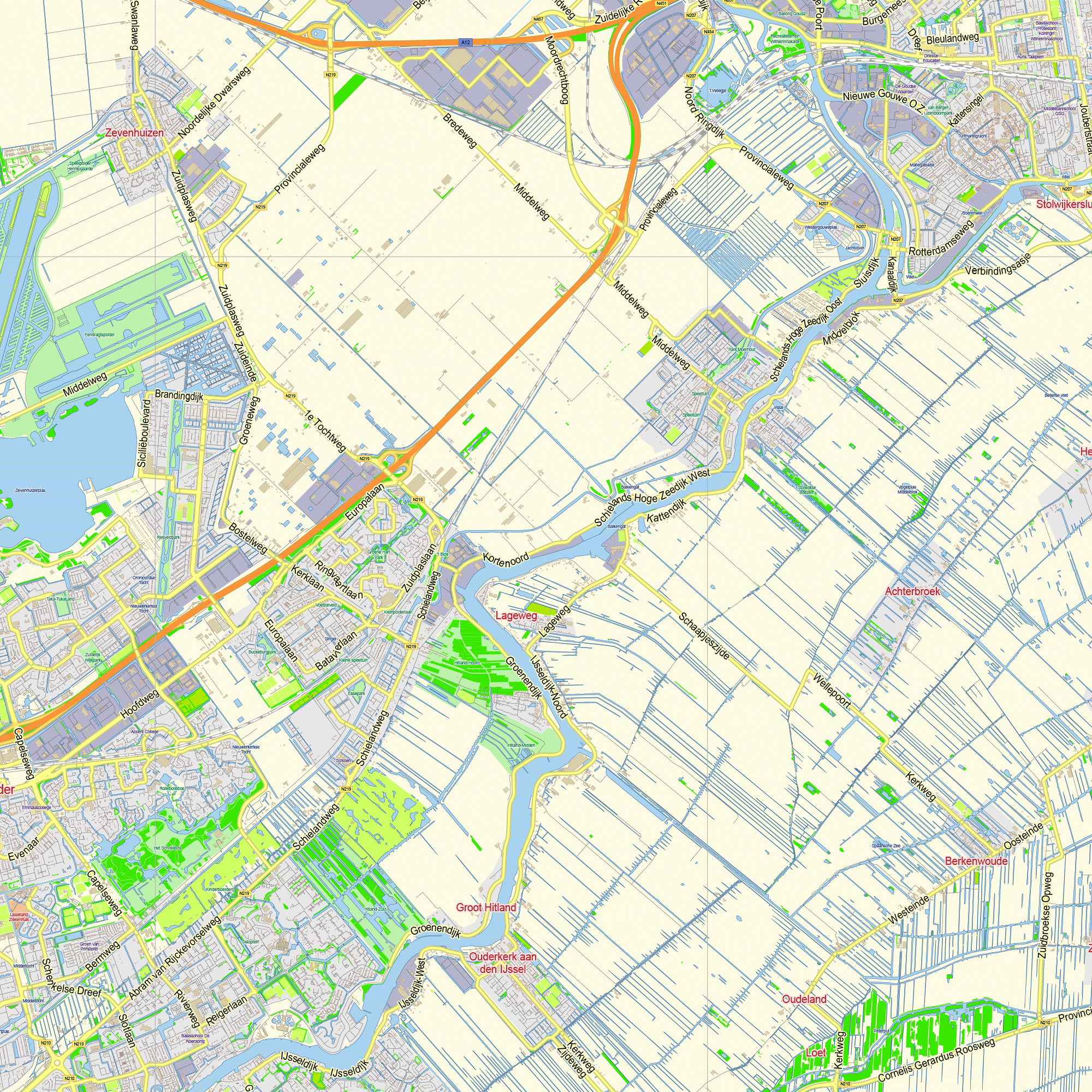 Rotterdam Netherlands editable layered PDF Vector Map – Maps in Vector ...