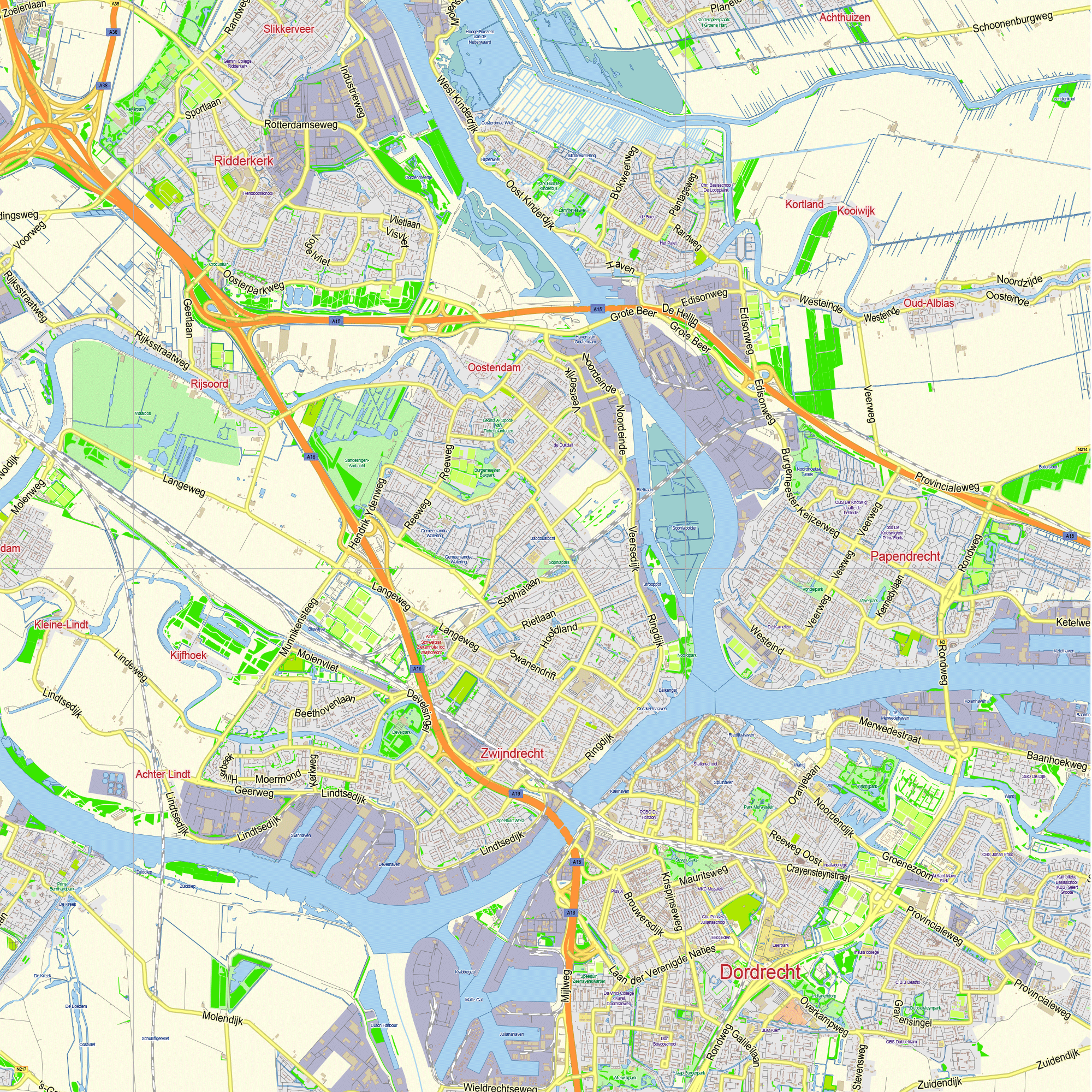 Rotterdam Netherlands editable layered PDF Vector Map – Maps in Vector ...