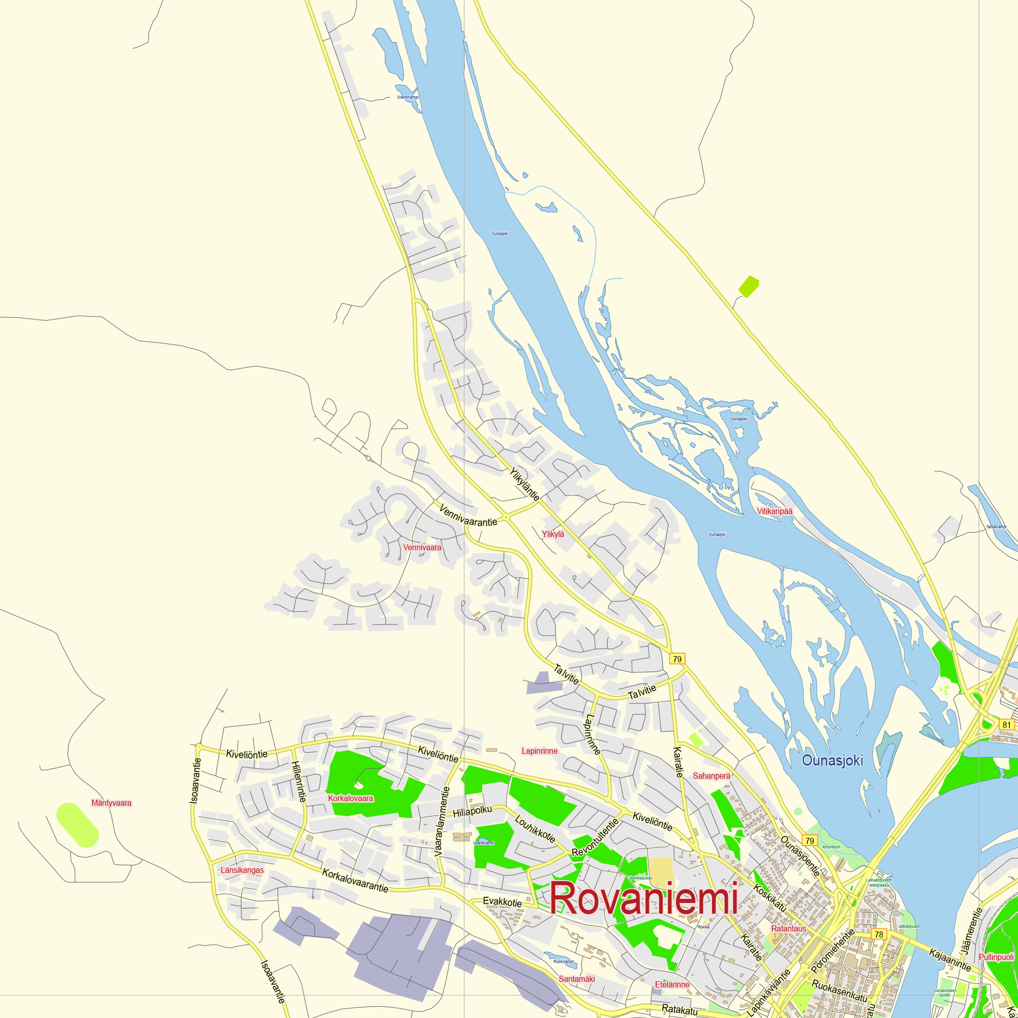 Rovaniemi Finland editable layered PDF Vector Map – Maps in Vector ...