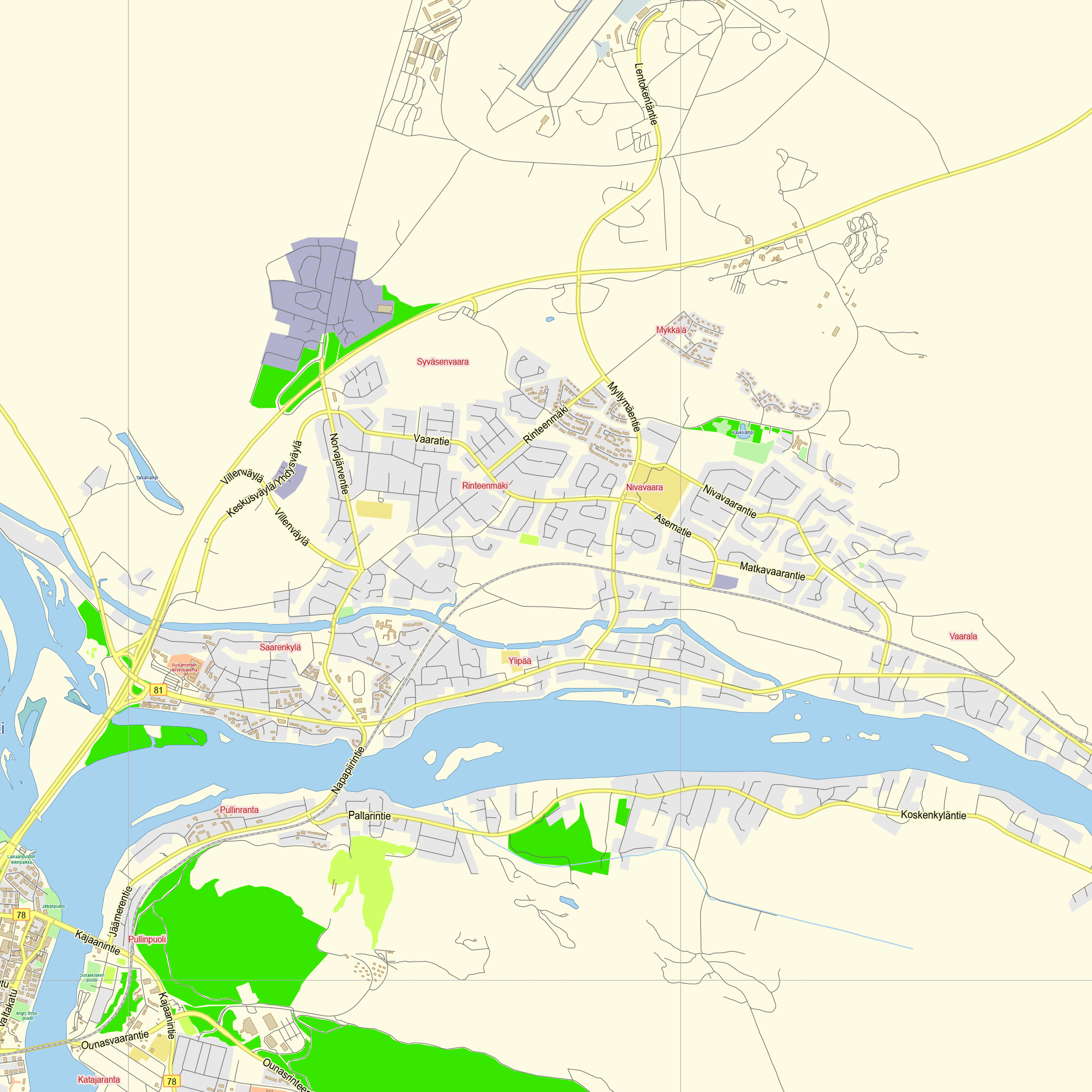 Rovaniemi Finland editable layered PDF Vector Map – Maps in Vector ...