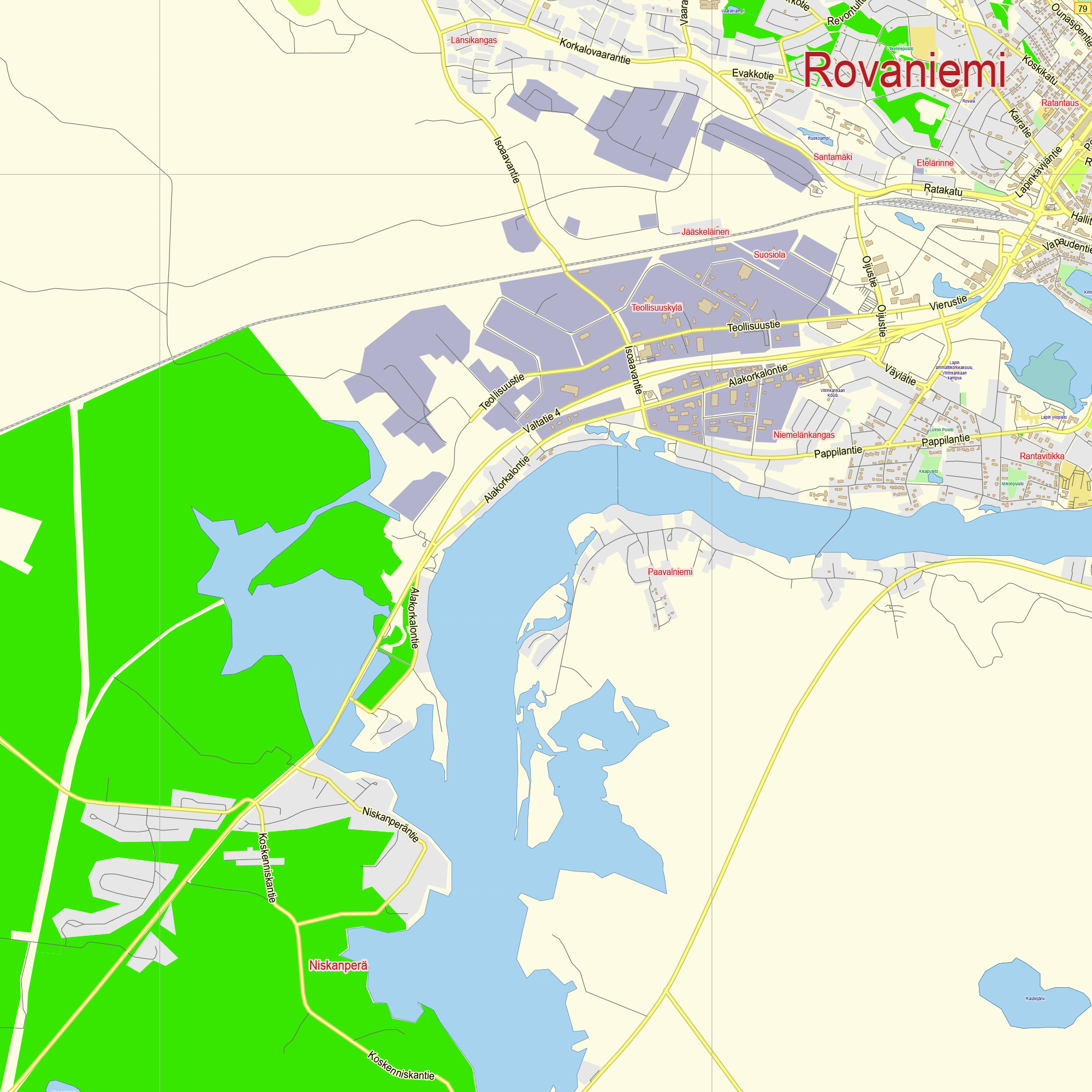 Rovaniemi Finland editable layered PDF Vector Map – Maps in Vector ...