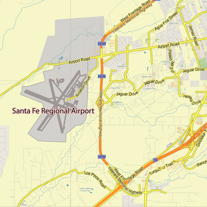 Santa Fe New Mexico US editable layered PDF Vector Map