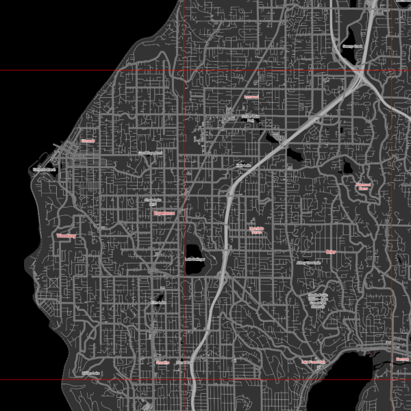 Seattle Washington US PDF Vector Map: City Plan Low Detailed (simple ...