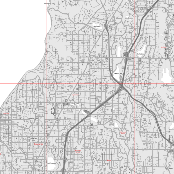 Seattle Washington US PDF Vector Map: City Plan Low Detailed (simple ...