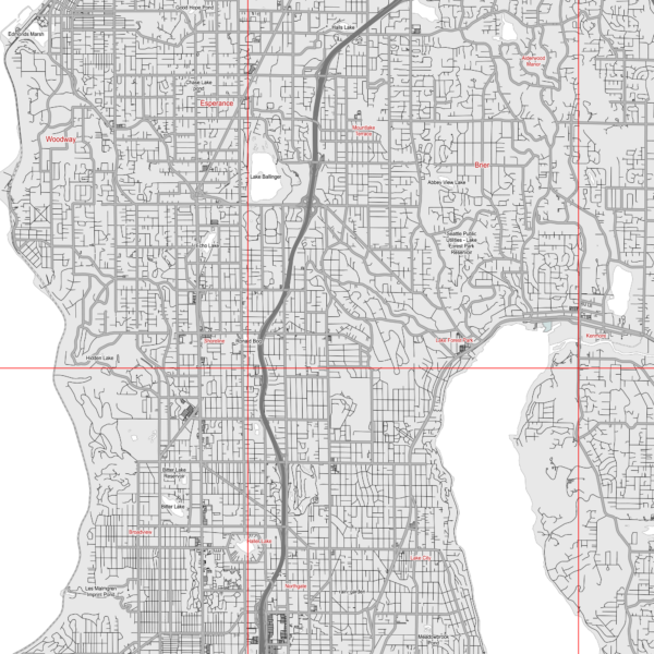 Seattle Washington US PDF Vector Map: City Plan Low Detailed (simple ...