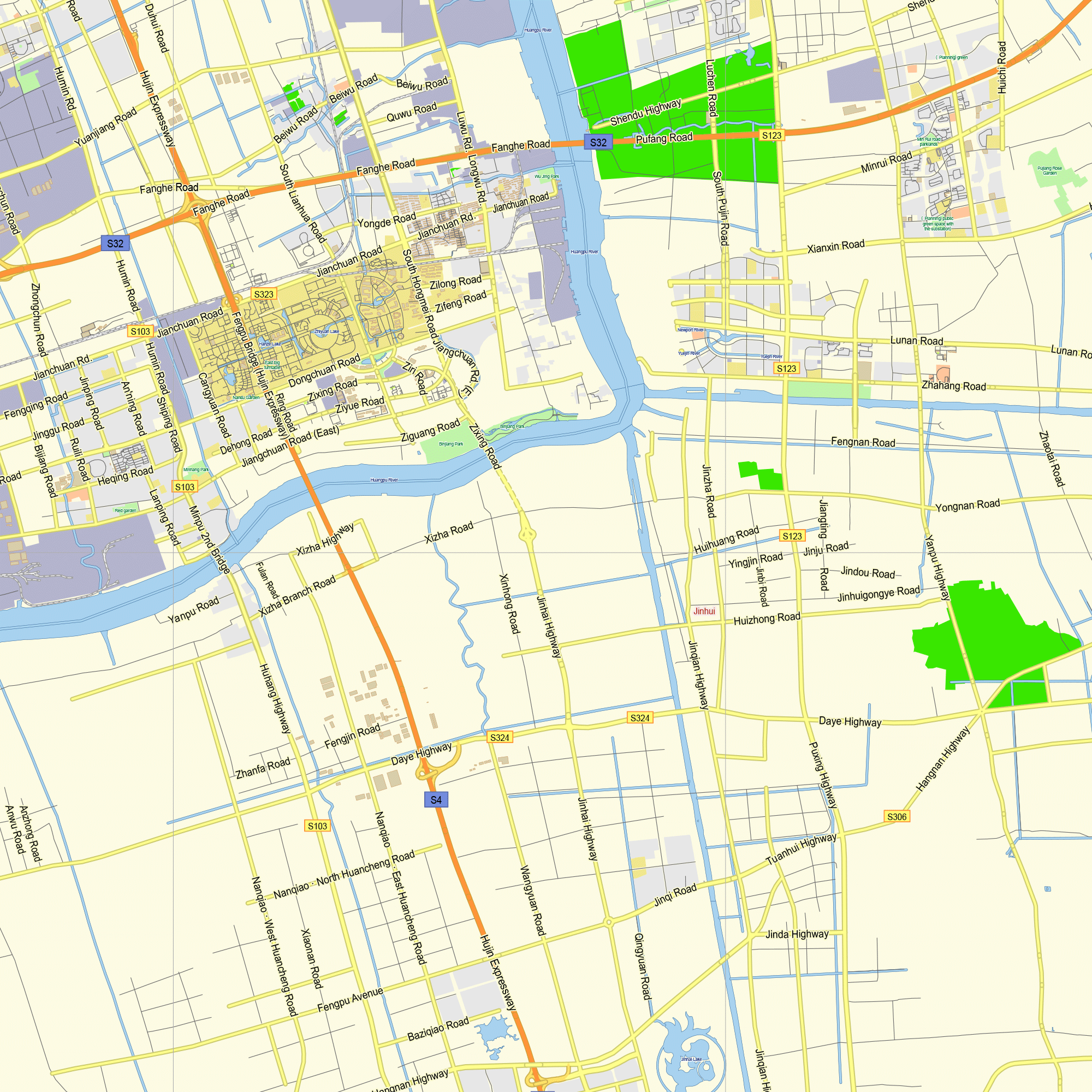 Shanghai China editable layered PDF Vector Map