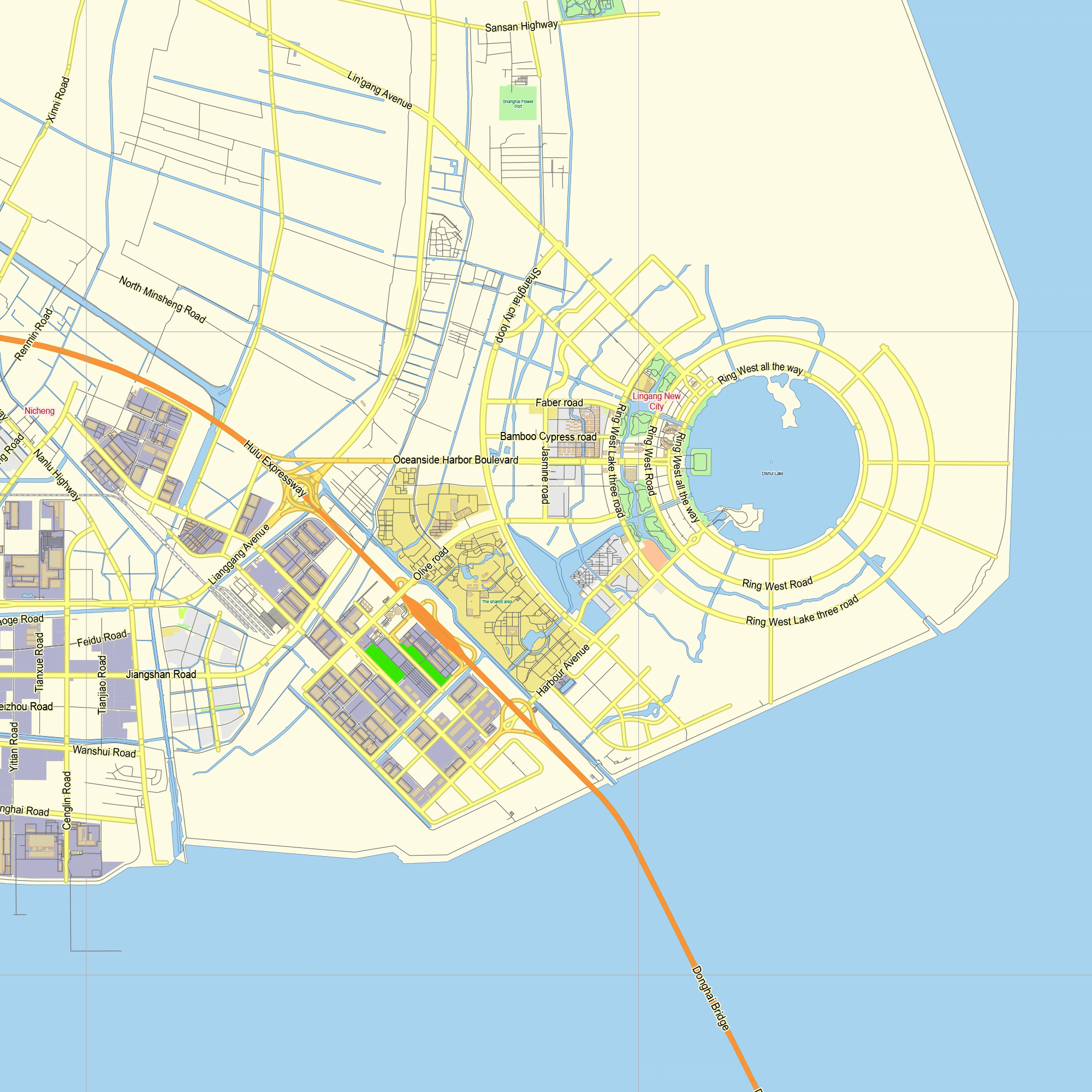 Shanghai China editable layered PDF Vector Map