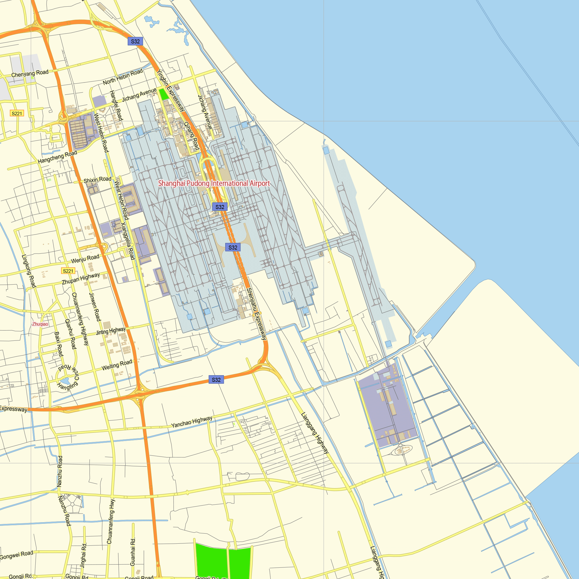 Shanghai China editable layered PDF Vector Map