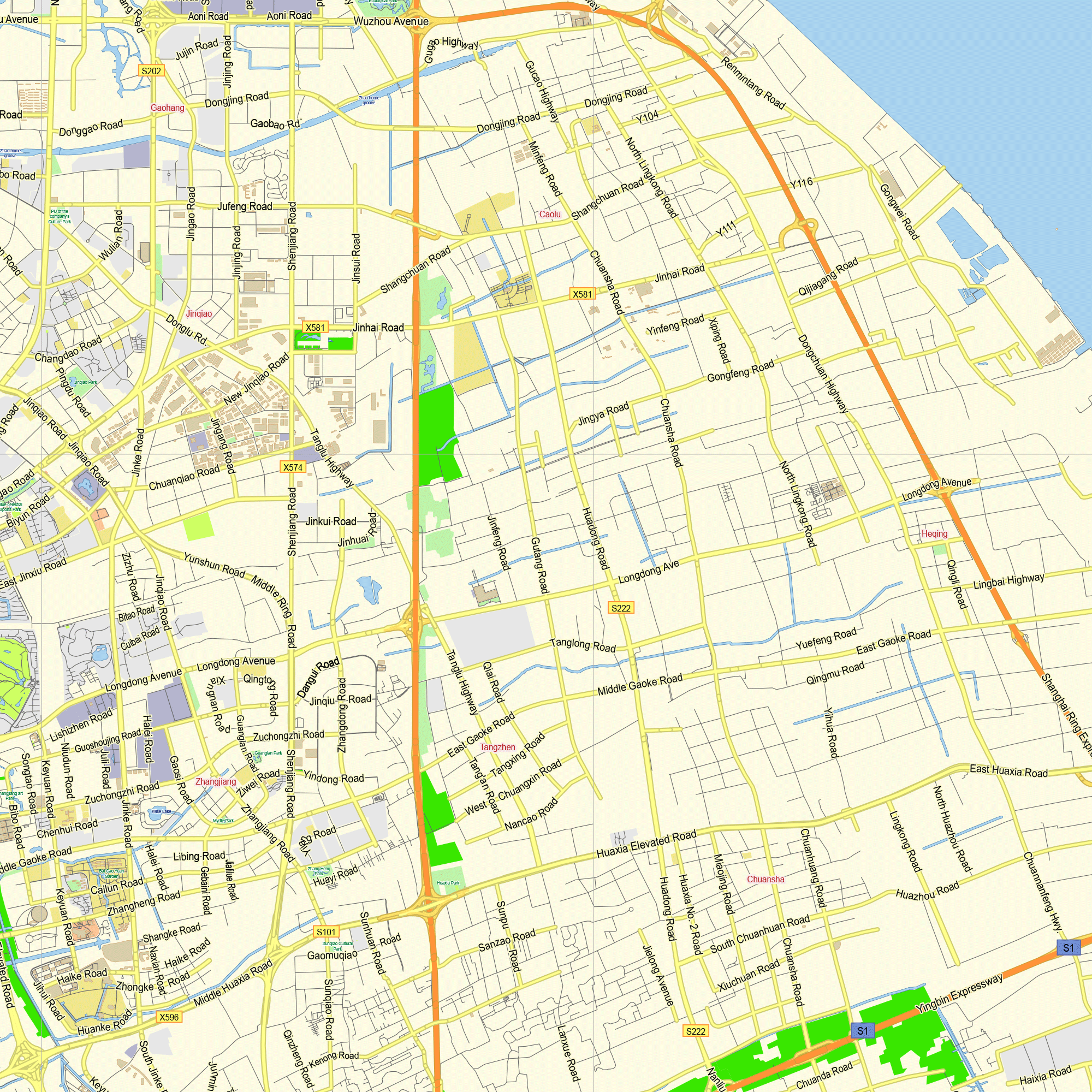 Shanghai China editable layered PDF Vector Map