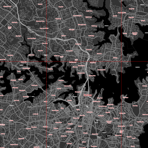 Sydney Australia Map Vector City Plan Low Detailed (simple BLACK & WHITE version) Street Map ...