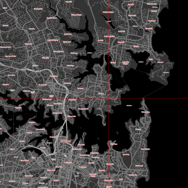 Sydney Australia Map Vector City Plan Low Detailed (simple BLACK ...