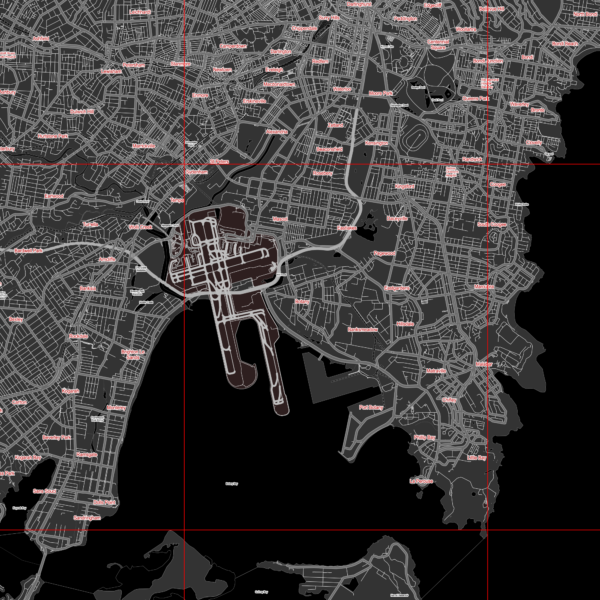 Sydney Australia Map Vector City Plan Low Detailed (simple BLACK ...
