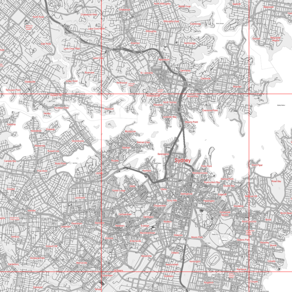 Sydney Australia PDF Vector Map: City Plan Low Detailed (simple BLANK ...