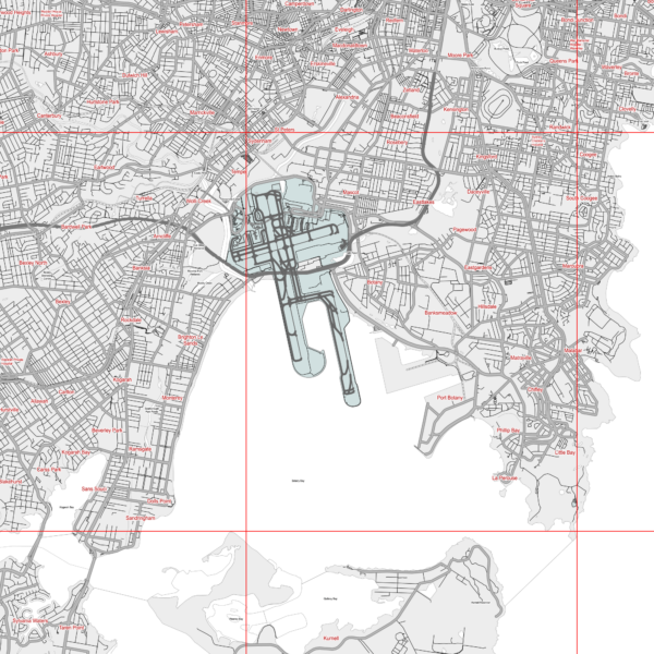 Sydney Australia PDF Vector Map: City Plan Low Detailed (simple BLANK ...