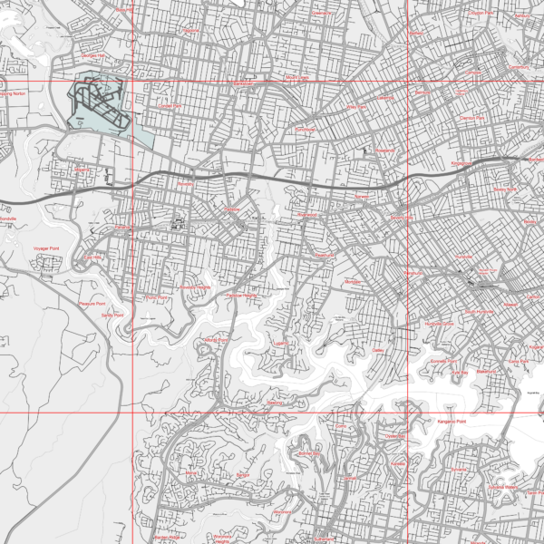 Sydney Australia PDF Vector Map: City Plan Low Detailed (simple BLANK ...