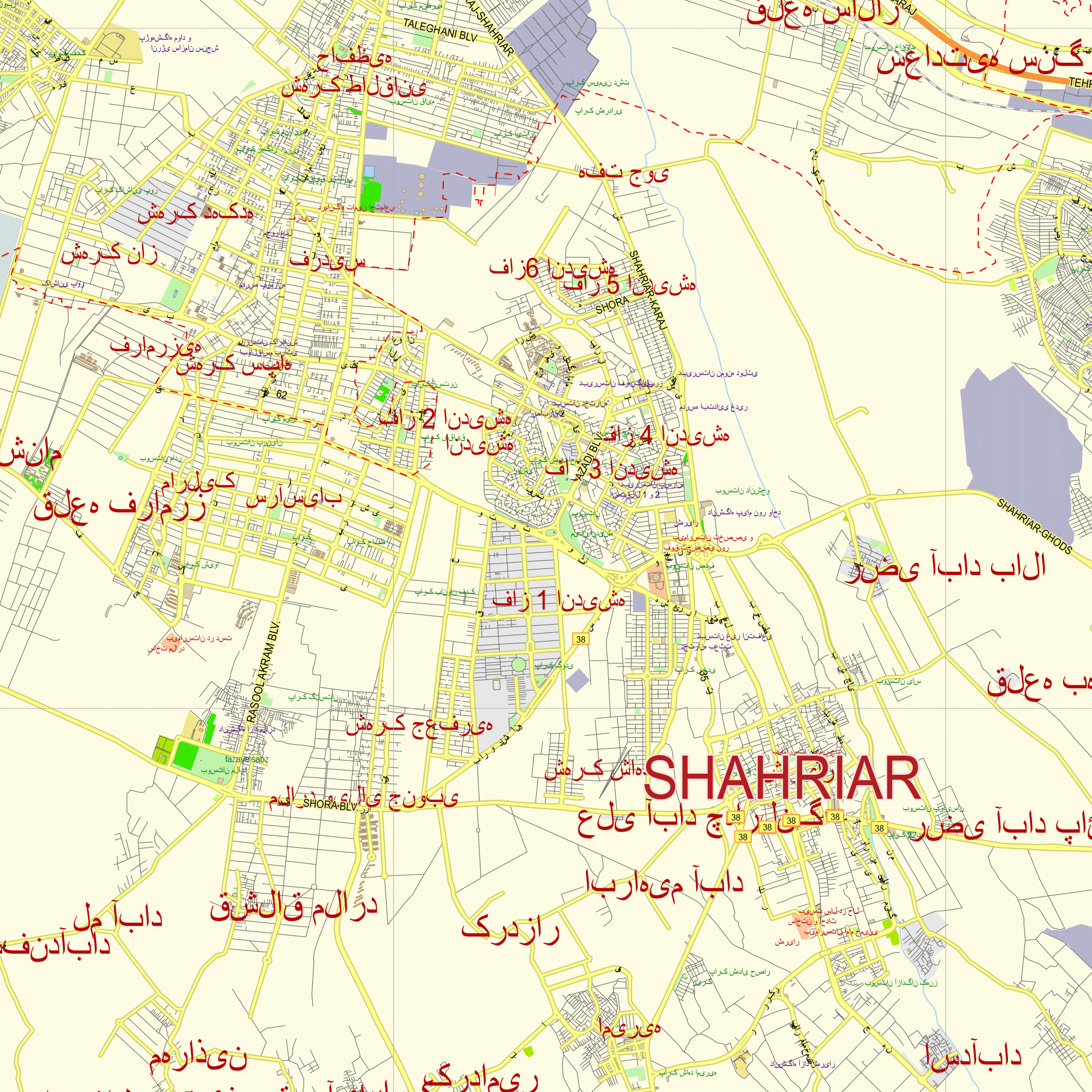 Tehran Iran editable layered PDF Vector Map – Maps in Vector: Detailed ...