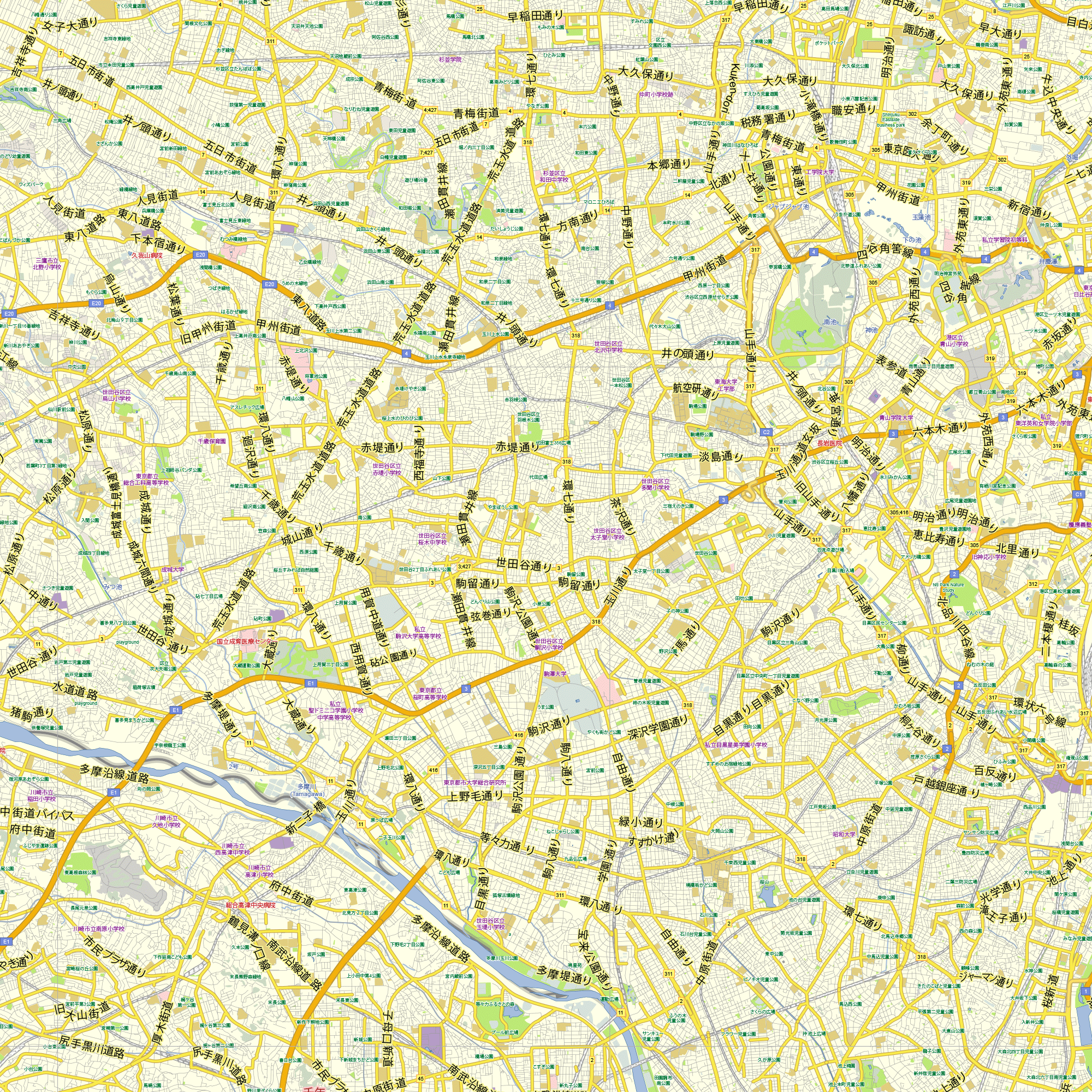 Tokyo Japan editable layered PDF Vector Map – Maps in Vector: Detailed ...