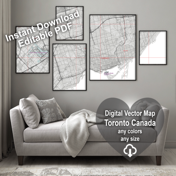Toronto Canada Map Vector City Plan Low Detailed (simple BLANK version ...