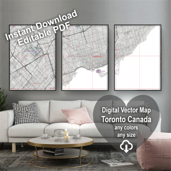 Toronto Canada Map Vector City Plan Low Detailed (simple BLANK version ...
