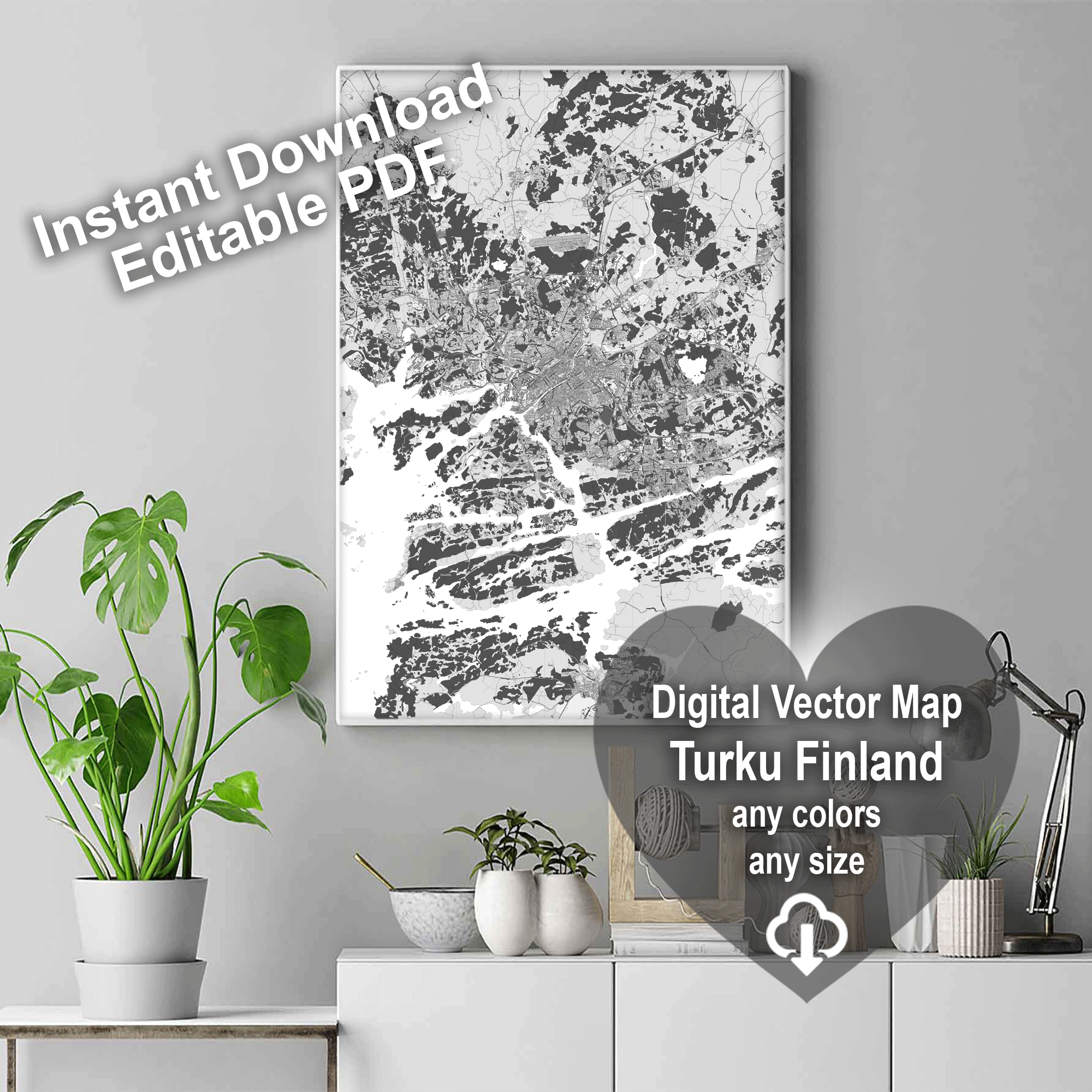Turku Finland editable layered PDF Vector Map – Maps in Vector ...