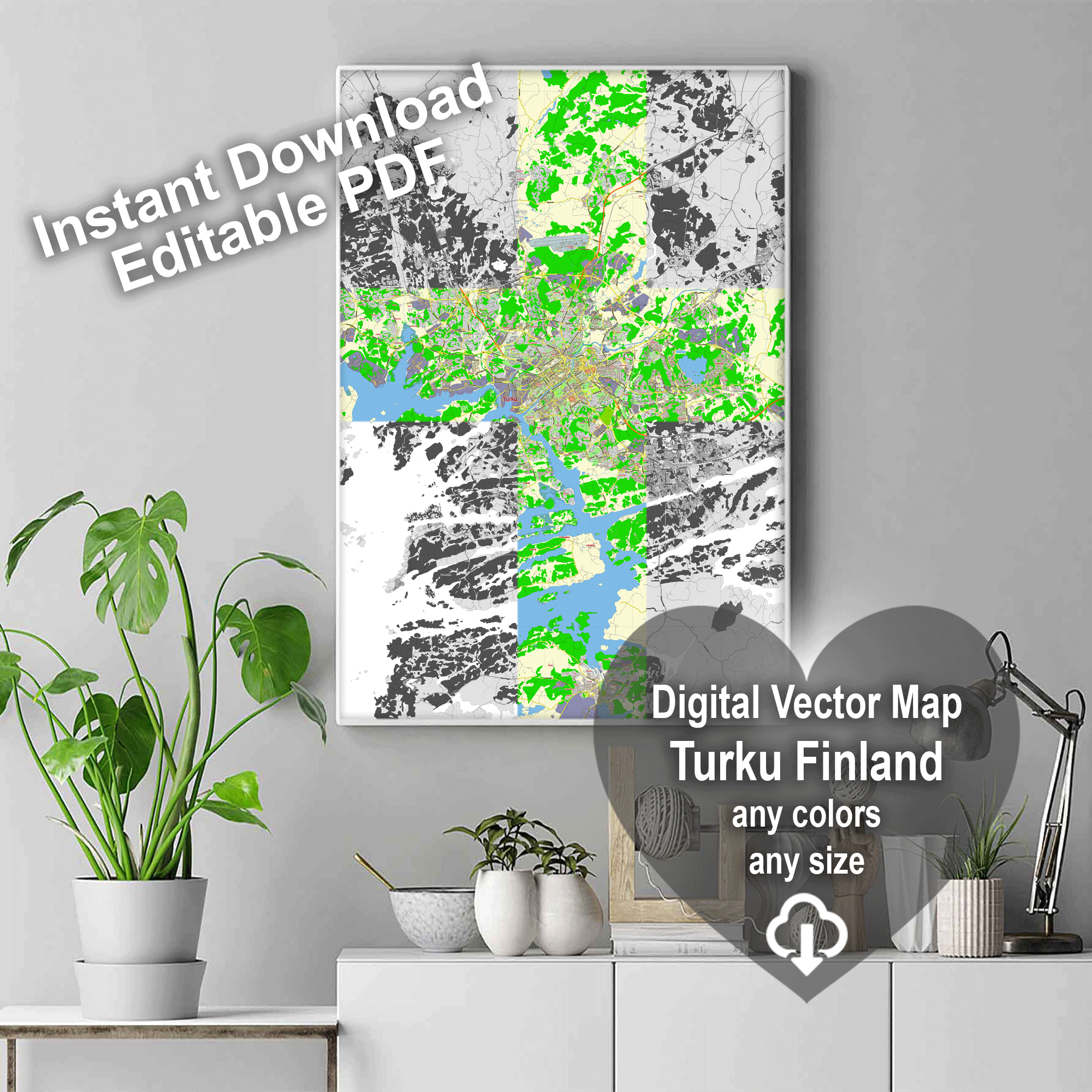 Turku Finland editable layered PDF Vector Map – Maps in Vector ...