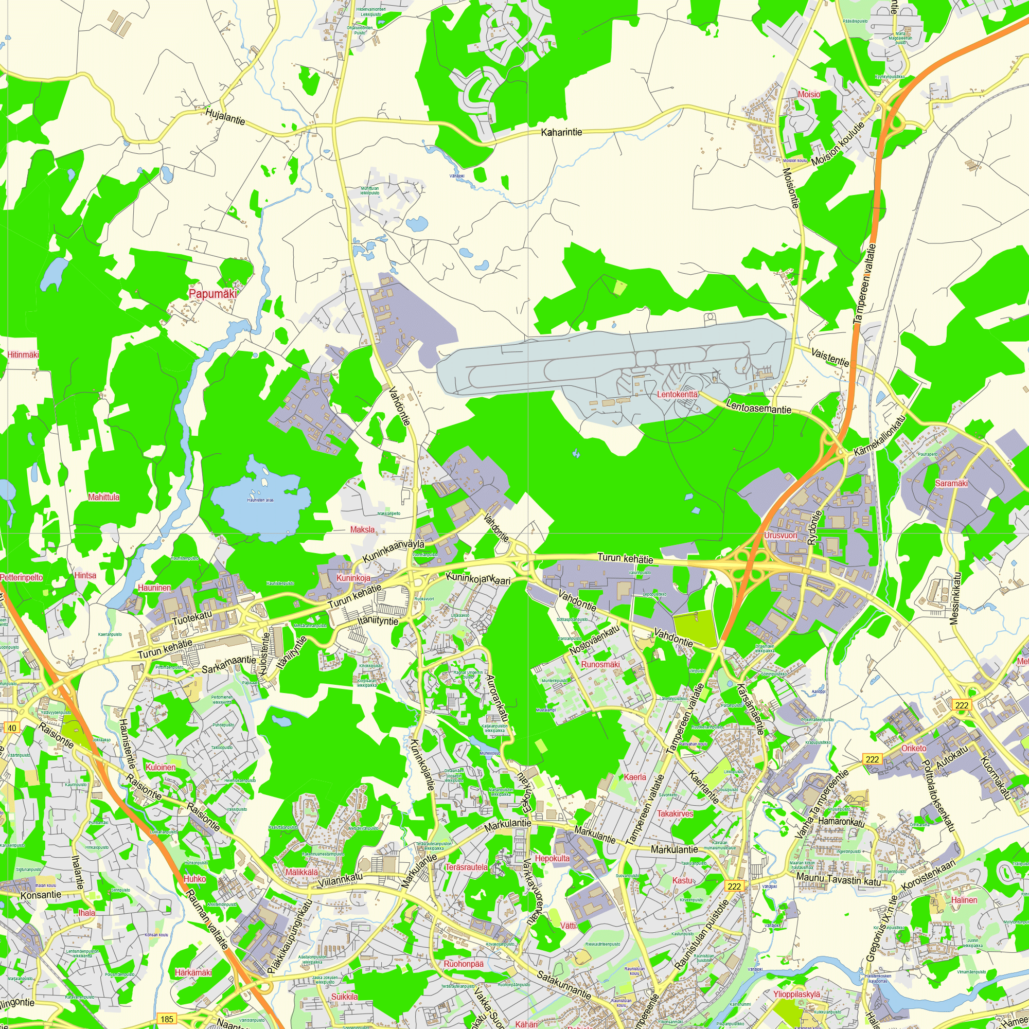 Turku Finland editable layered PDF Vector Map