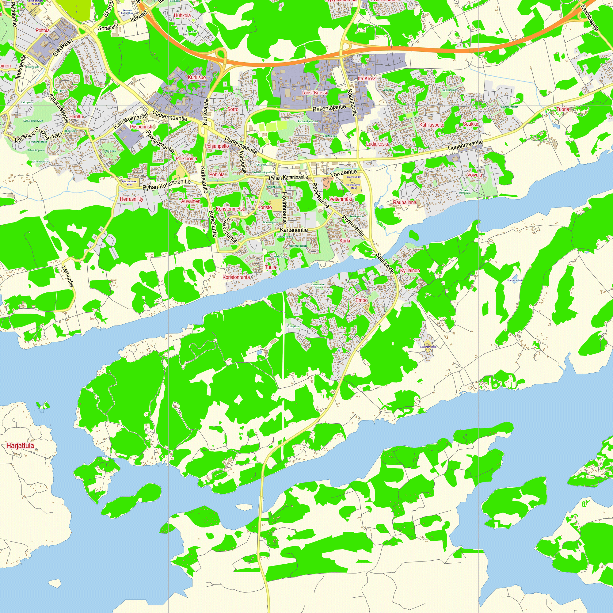 Turku Finland editable layered PDF Vector Map