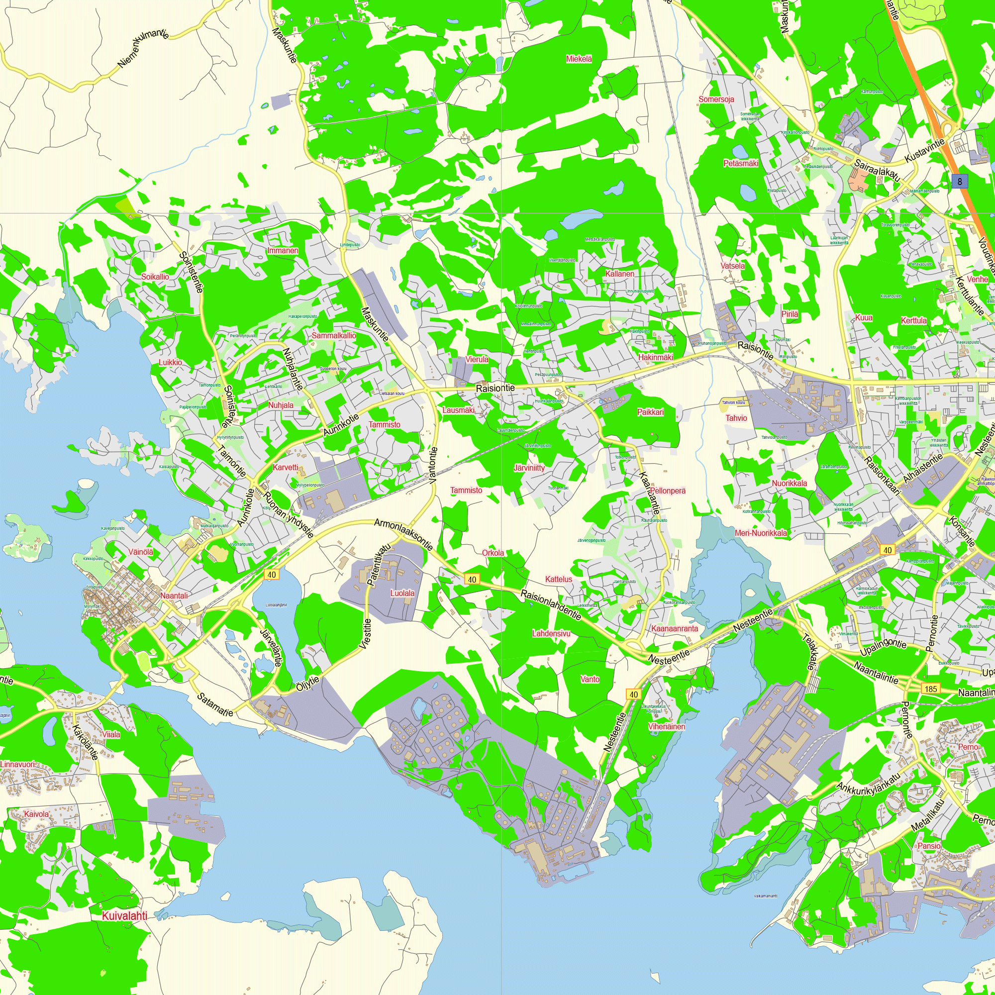Turku Finland editable layered PDF Vector Map
