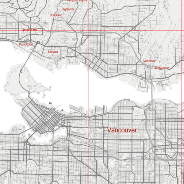 Vancouver Canada Map Vector City Plan Low Detailed (simple BLANK ...
