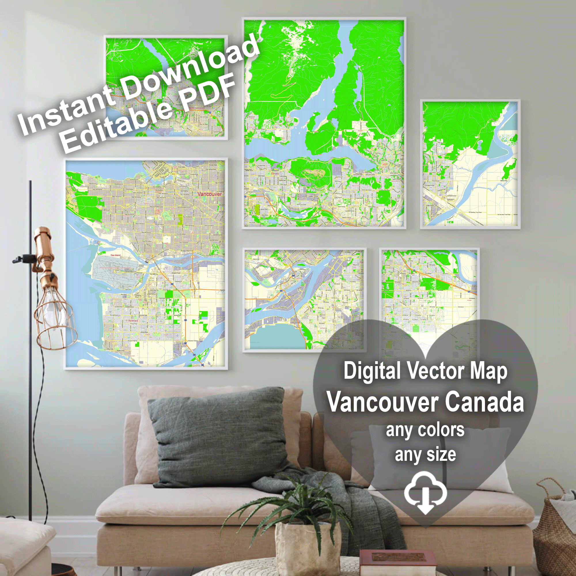 Vancouver Canada editable layered PDF Vector Map Version 2 https ...