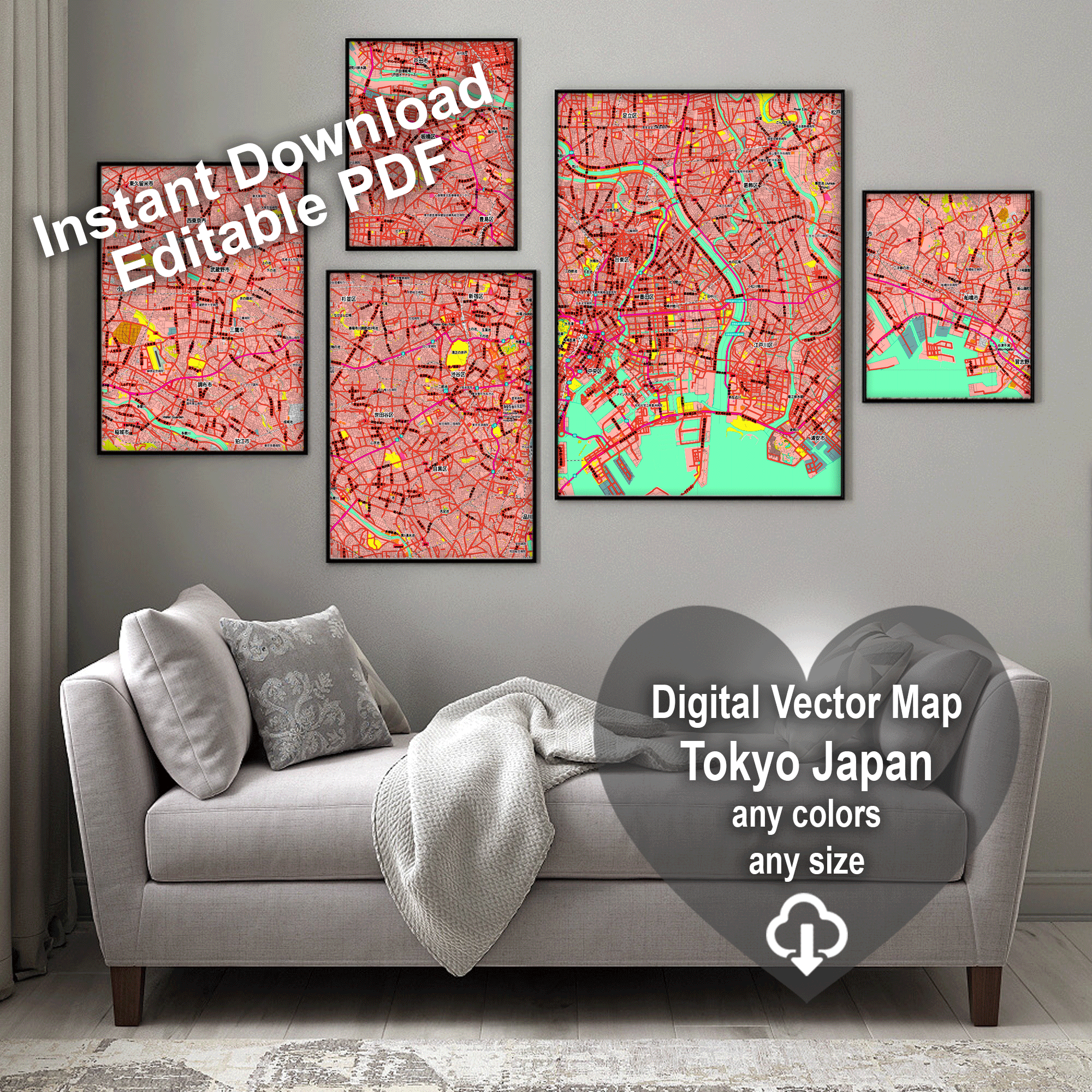 Tokyo Japan editable layered PDF Vector Map Version 2 – Maps in Vector ...