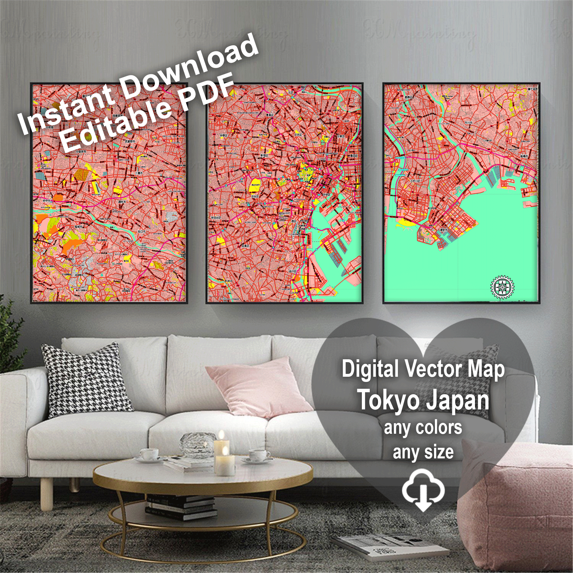 Tokyo Japan editable layered PDF Vector Map Version 2 – Maps in Vector ...