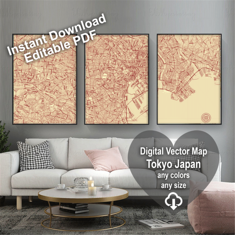 Tokyo Japan editable layered PDF Vector Map Version 2 – Maps in Vector ...