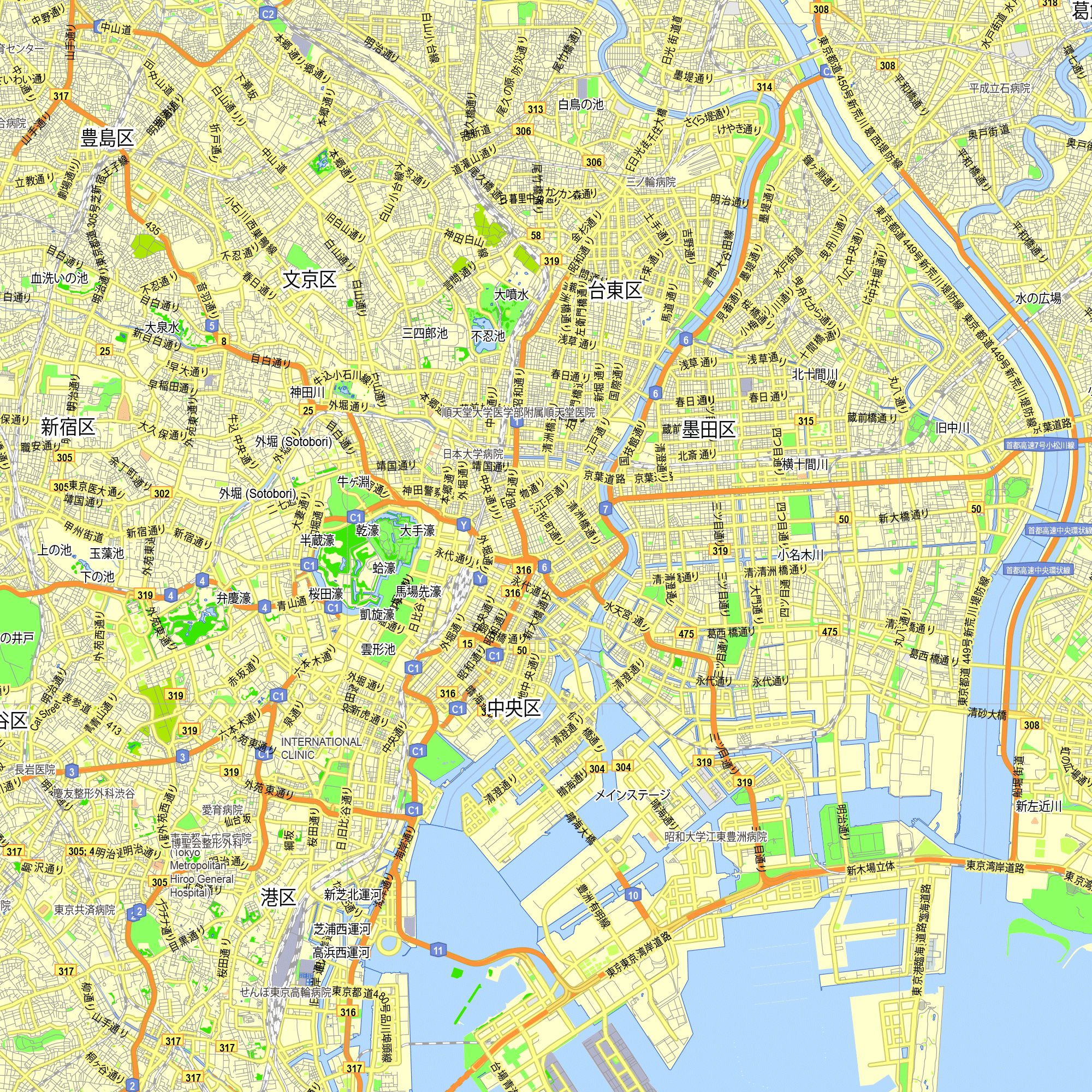 Tokyo Japan Editable Layered Pdf Vector Map Version 2 Maps In Vector